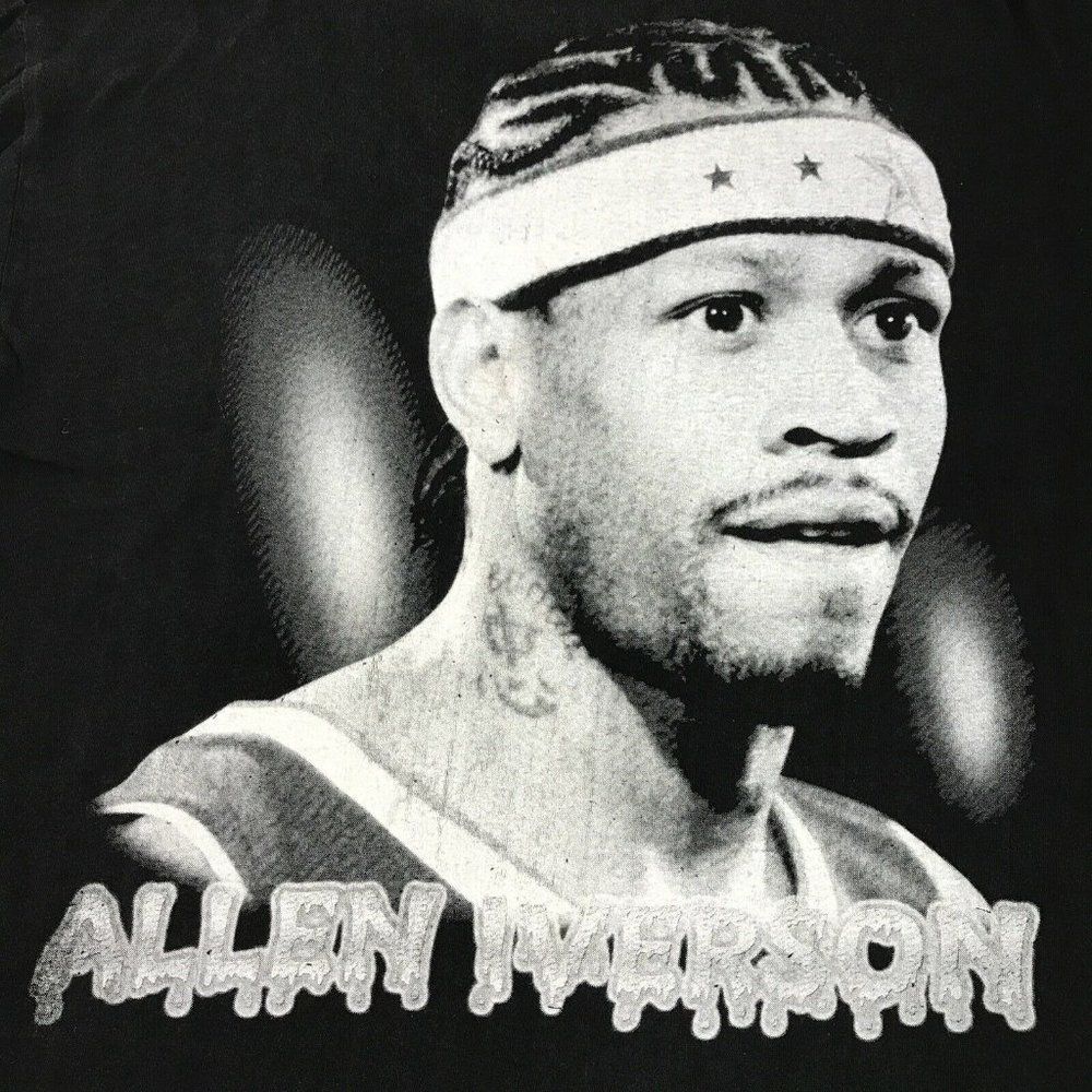 Allen Iverson Grail Rare Vintage Big Face Rap Tee Dou… - Gem